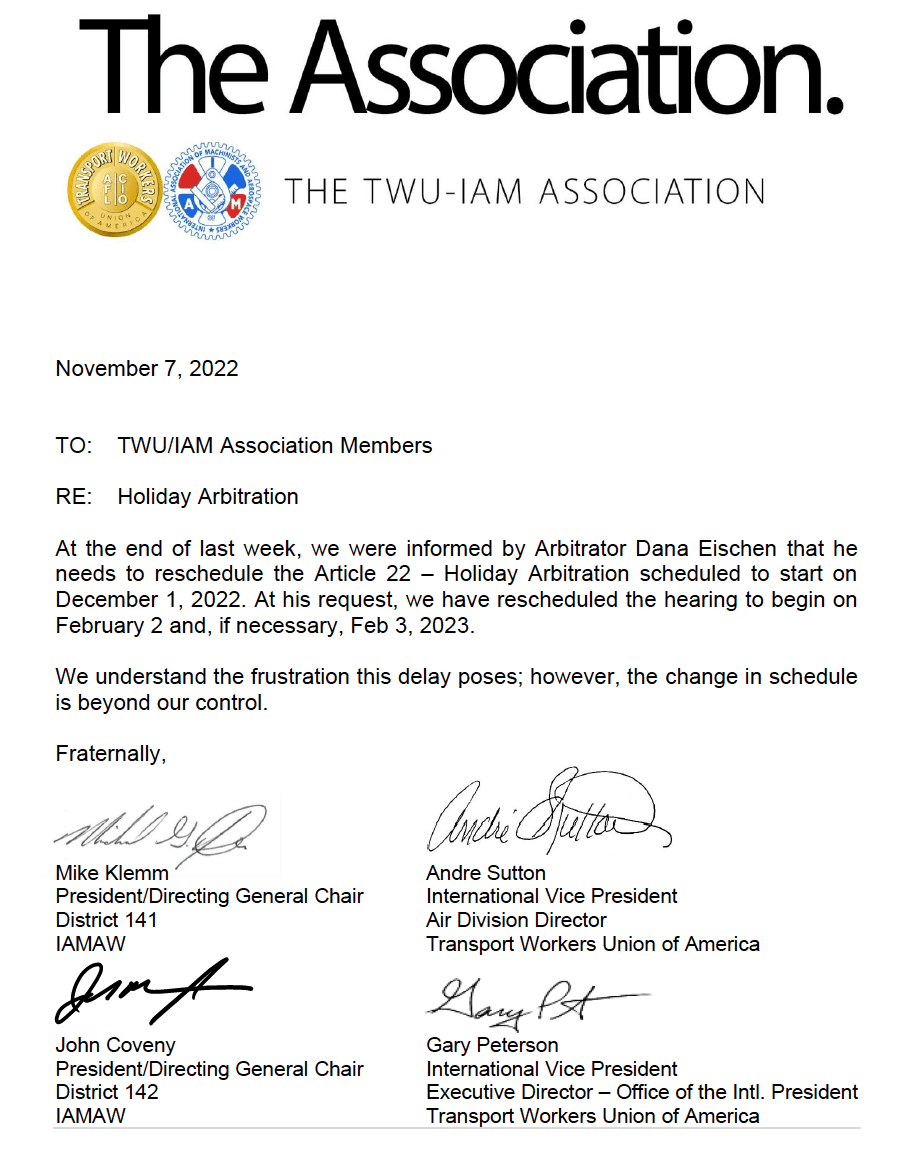 Association Update: Holiday Arbitration - Victory Lodge 1725